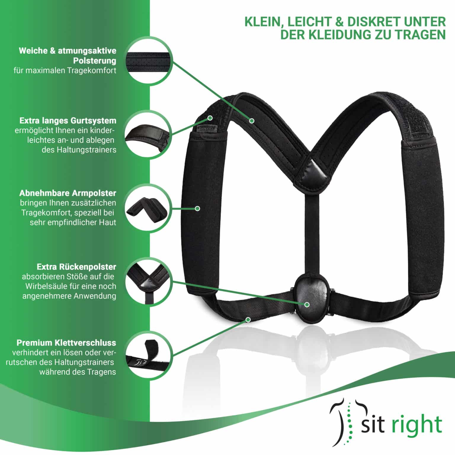 sit right Haltungstrainer zur Verbesserung der Körperhaltung - Rückenstützgürtel & Geradehalter ...